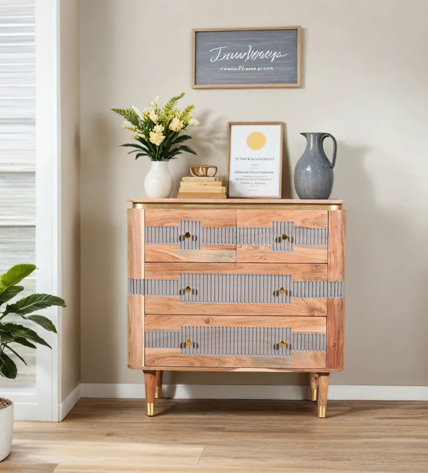 Berkley Acacia Wood 4 Drawers Chest – Verty Furniture